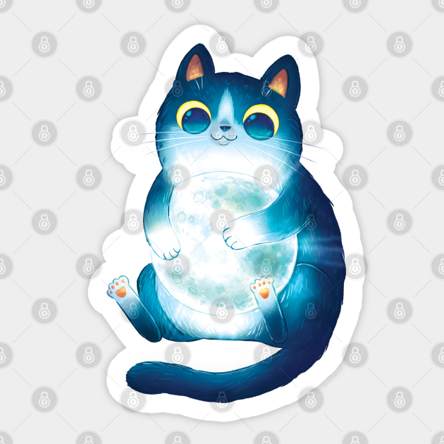 Moon Cat - Moon Cat - Sticker | TeePublic