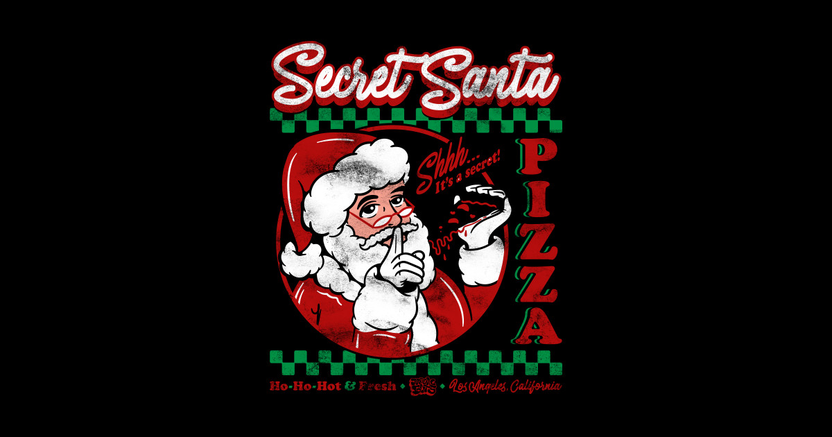 Secret Santa Pizza - Pizza - Sticker | TeePublic