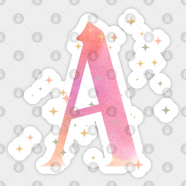 Letter A Monogram pink watercolor - Monogram Letter A - Sticker | TeePublic