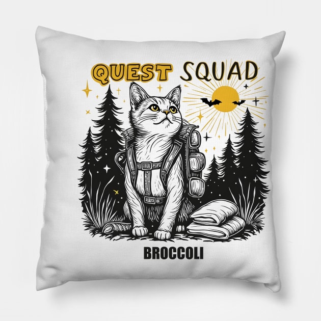 Funny Broccoli Cat Quest Fantasy Gamer Meme Graphic - Broccoli Cat ...