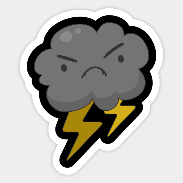 Angry Cloud With Lightning Thunderstorm Weather - Angry Cloud - Sticker ...