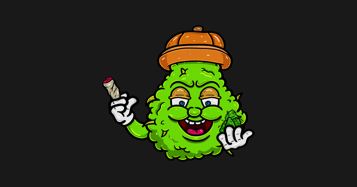Weed Bud Cartoon With Smoking, Wearing Swag Hat and Bring Bud. - Weed ...