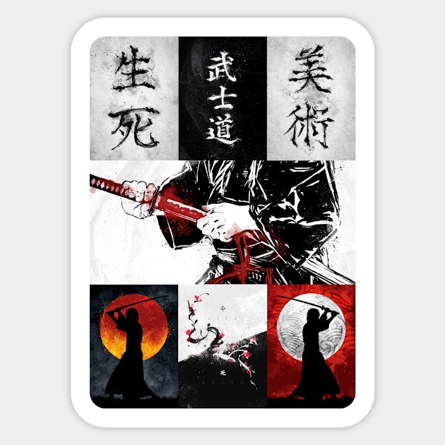 Samurai Aesthetic Collage - Samurai - Sticker | TeePublic
