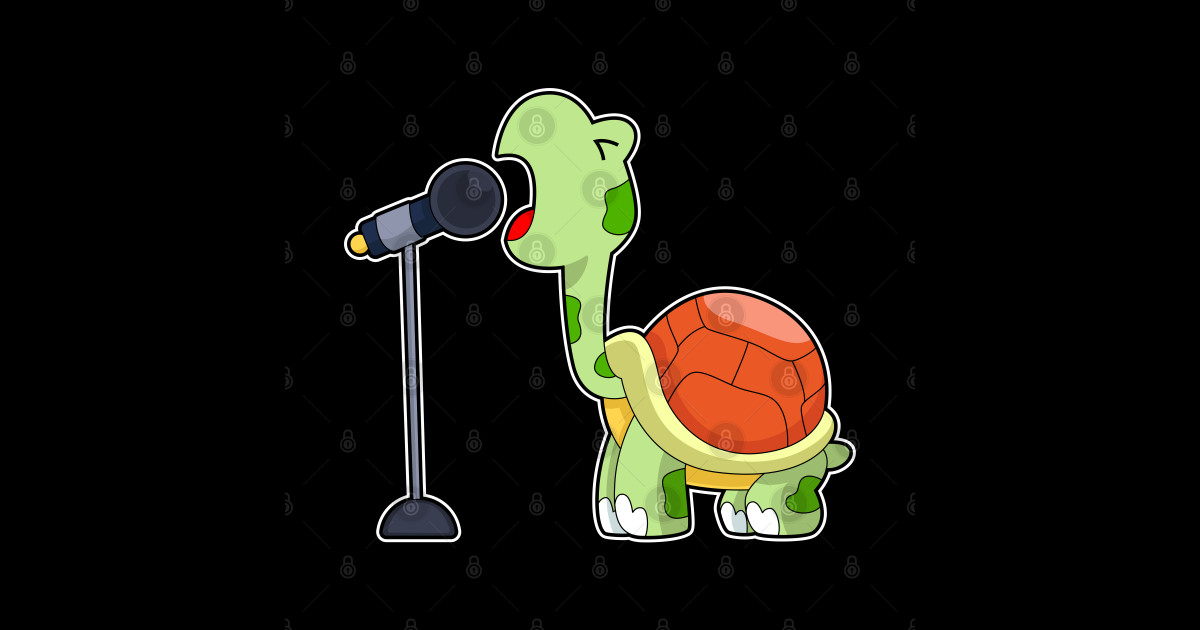 Turtle Singer Microphone Music - Turtles - Sticker | TeePublic