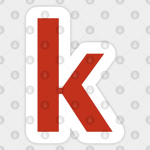Letter k in Red Text Minimal Typography - Red - Sticker | TeePublic
