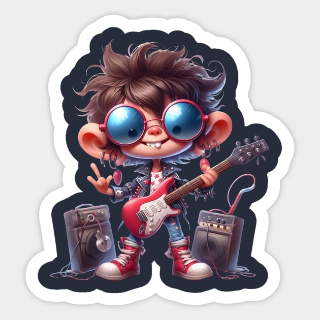 Cute Rockstar Illustration - Rockstar - Sticker | TeePublic