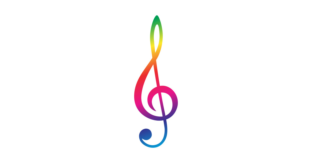 Rainbow colored g-clef - Treble Clef - Sticker | TeePublic