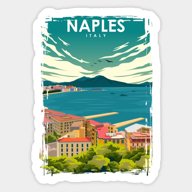 Naples Italy Vintage Colorful Minimal Retro Travel Poster - Naples ...