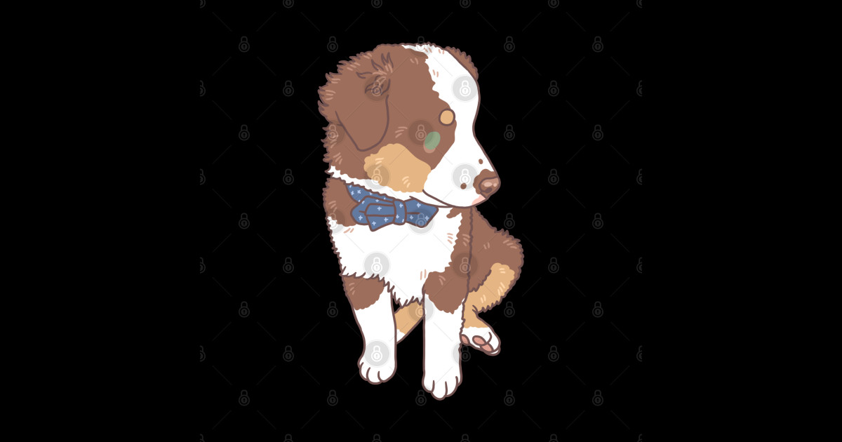 Red Tri Aussie Puppy - Australian Shepherd - Sticker | TeePublic