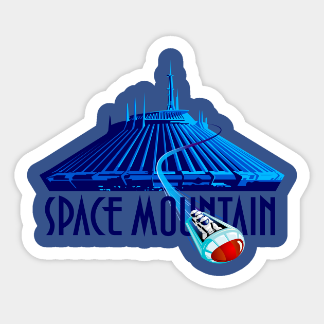 Space Mountain Retro Style - Navy Blue Text - Disney - Sticker | TeePublic