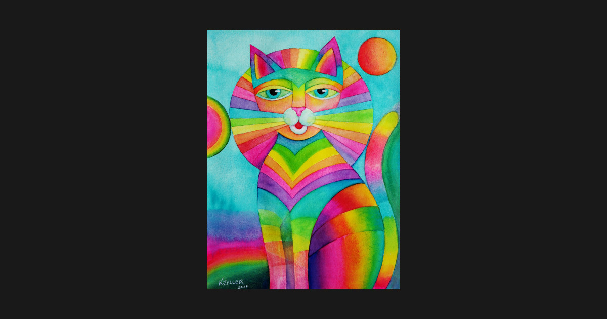 Radiant Cat - Abstract - T-Shirt | TeePublic