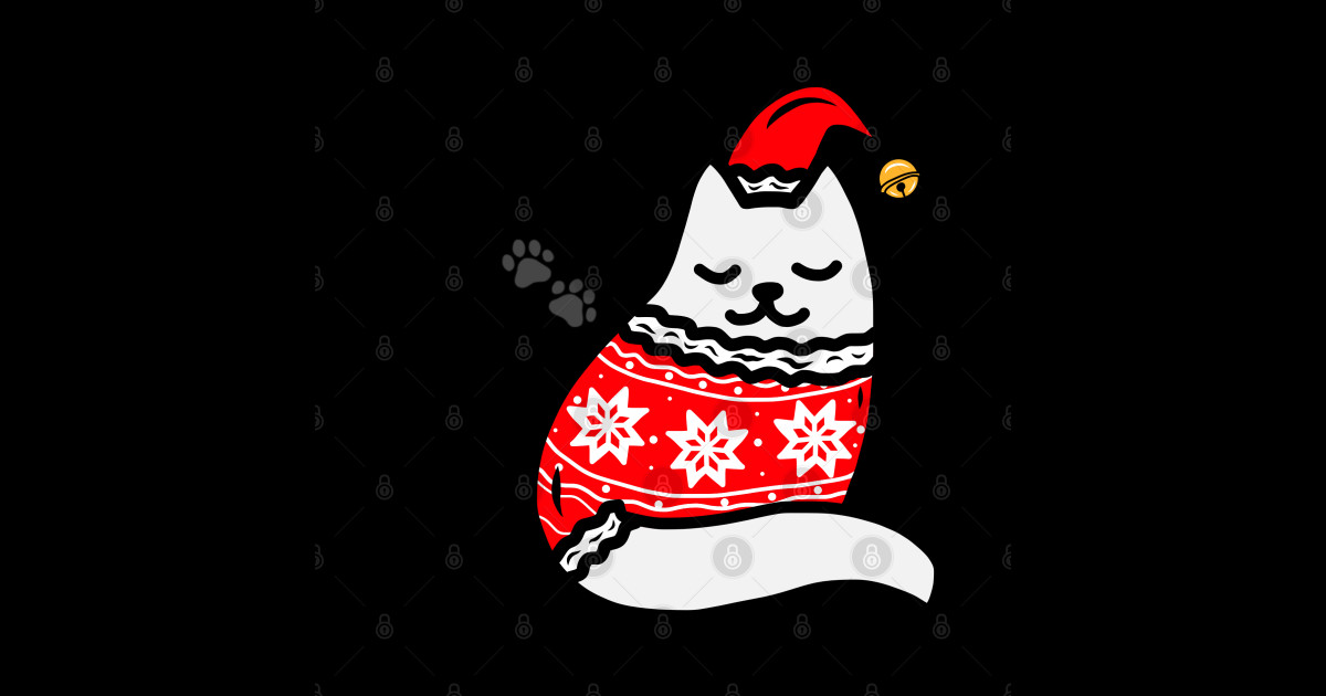 Meowy Christmas Cat - Meowy Christmas - Sticker | TeePublic