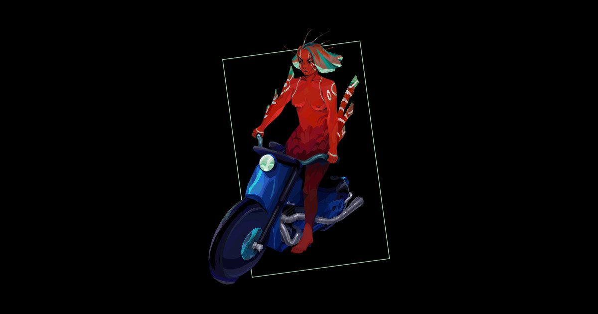 Biker Lionfish Mermaid - Biker - T-Shirt | TeePublic