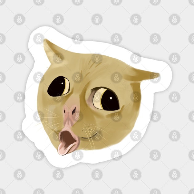 Coughing cat meme digital painting - Cats - Magnet | TeePublic