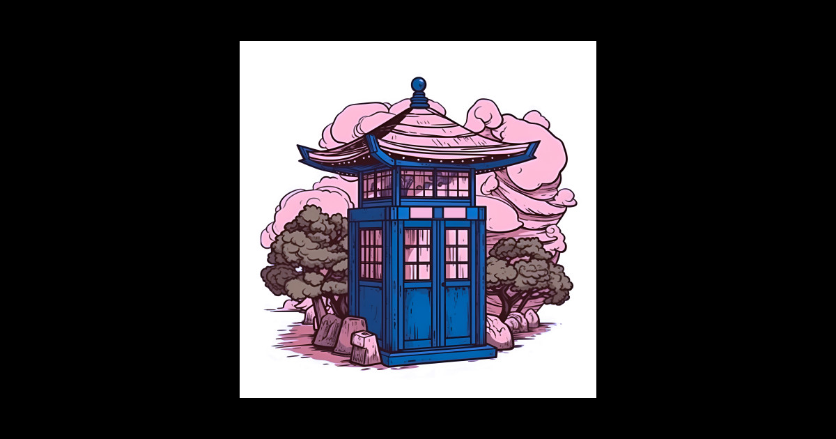 Illustration of blue and pink tardis in Japan - Tardis - Posters and ...