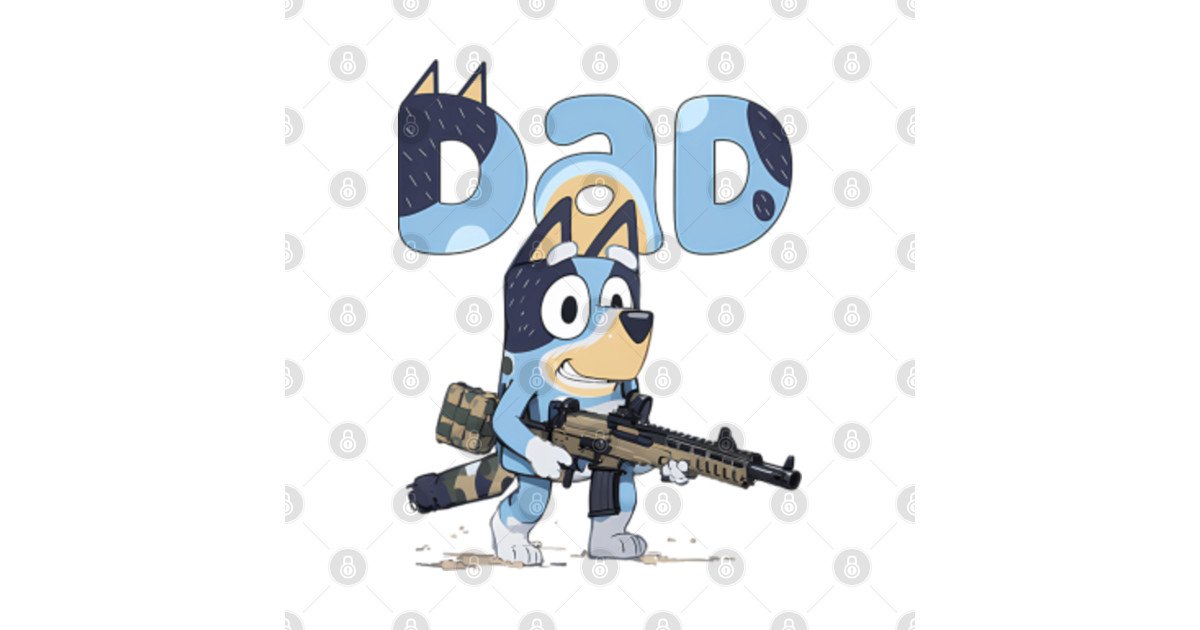 Dad Army Guns Bluey - Bluey And Bingo - T-Shirt | TeePublic