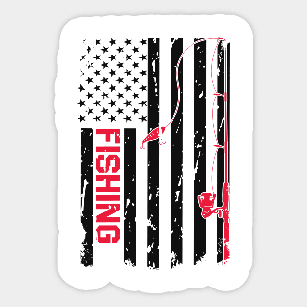 Fishing American Flag - Fishing - Sticker | TeePublic