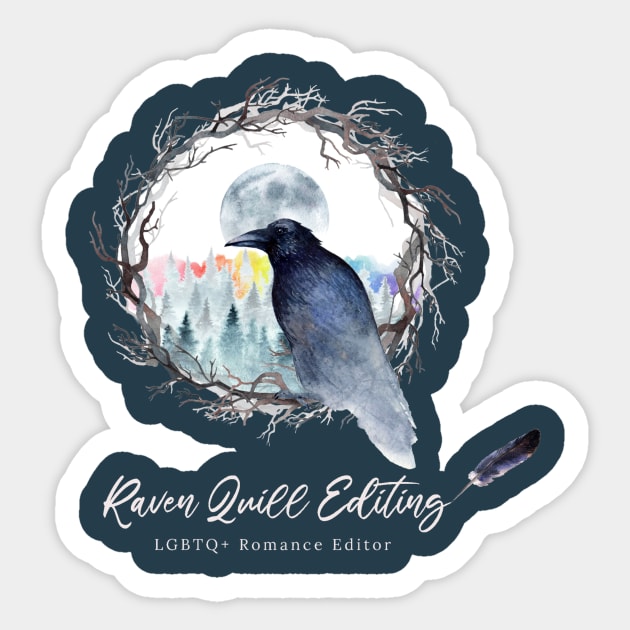 Raven Quill Editing Logo - White Text - Ravenquillediting - Sticker ...