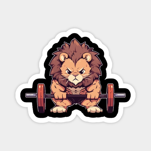 chibi lion bodybuilder - Lion - Magnet | TeePublic
