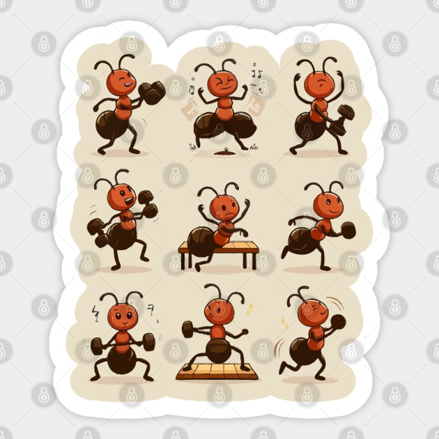 funny ants gym cardio fitness workout - Ants - Sticker | TeePublic
