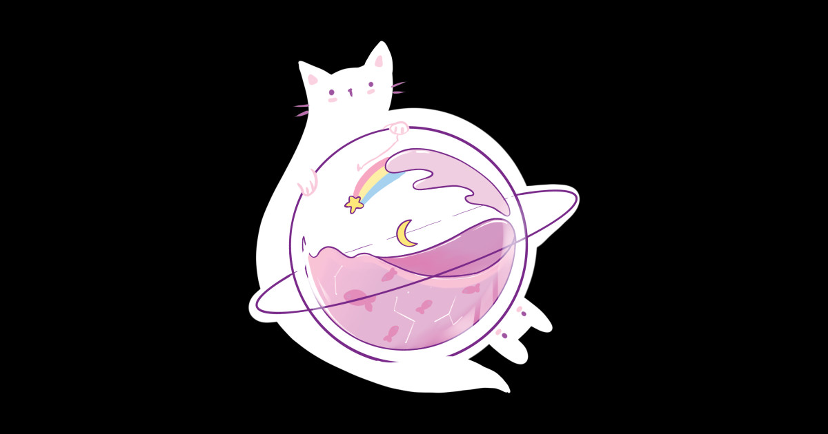 Cute cat planet - Kawaii - Sticker | TeePublic