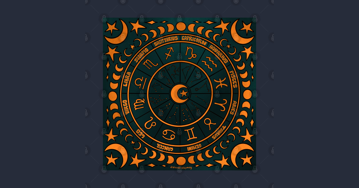 Moon Zodiac Wheel - Zodiac Signs - T-Shirt | TeePublic