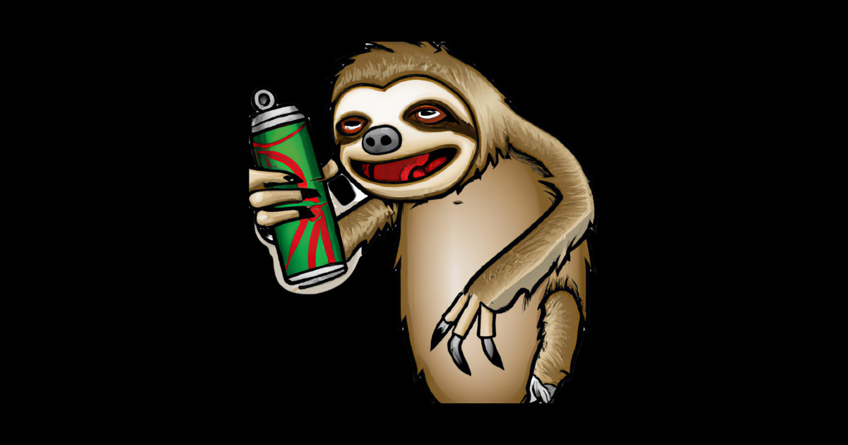 Sloth drinking energy drink - Sloth - Sticker | TeePublic
