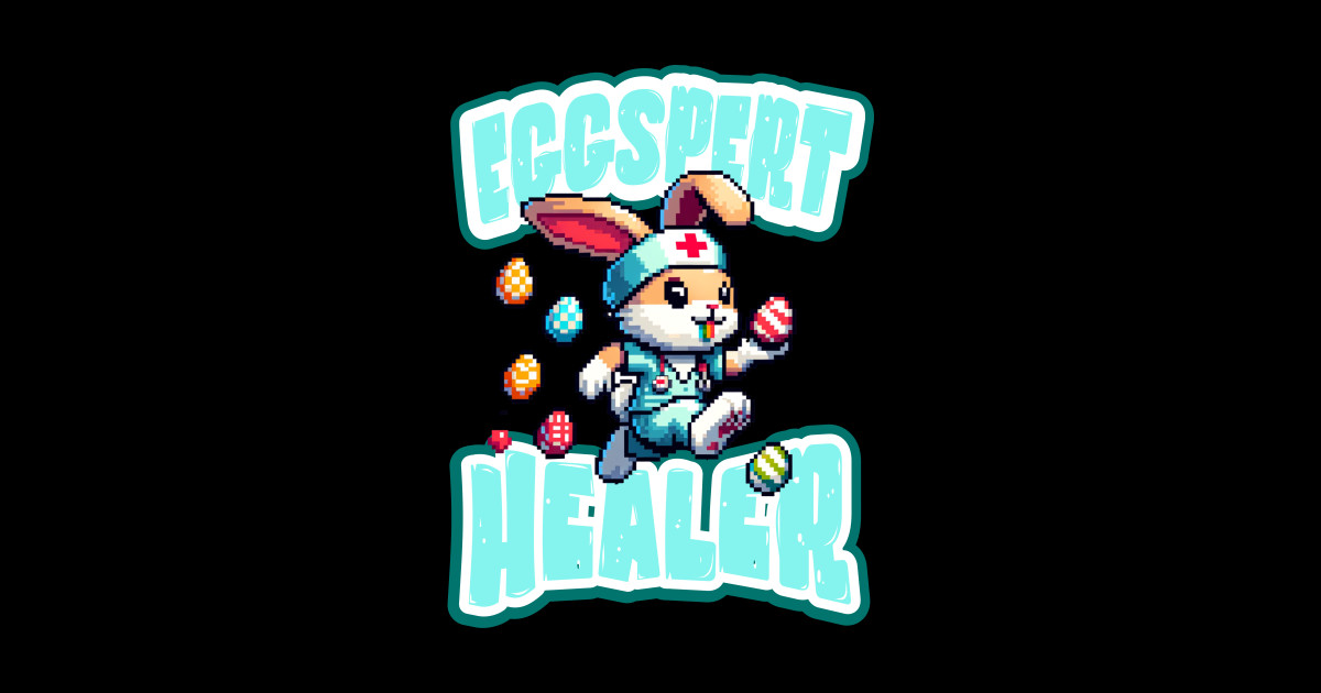 Eggspert Healer Pixel Art Bunny - Healthcare Worker - Sticker | TeePublic