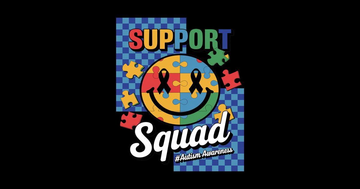 Support Squad Autism Awareness Smile Face - Support Squad Autism ...