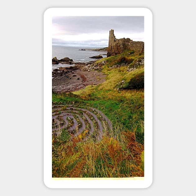 Dunure Castle and Labyrinth, Scotland - Dunure - Sticker | TeePublic