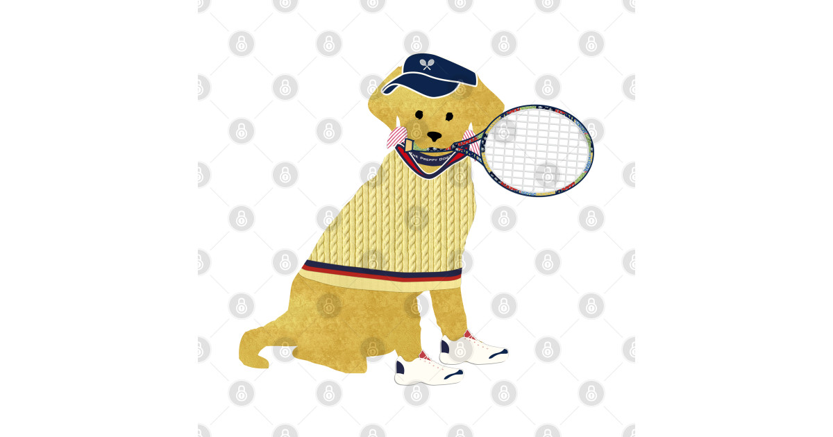 Preppy Golden Retriever Tennis Dog - Dogs - T-Shirt | TeePublic