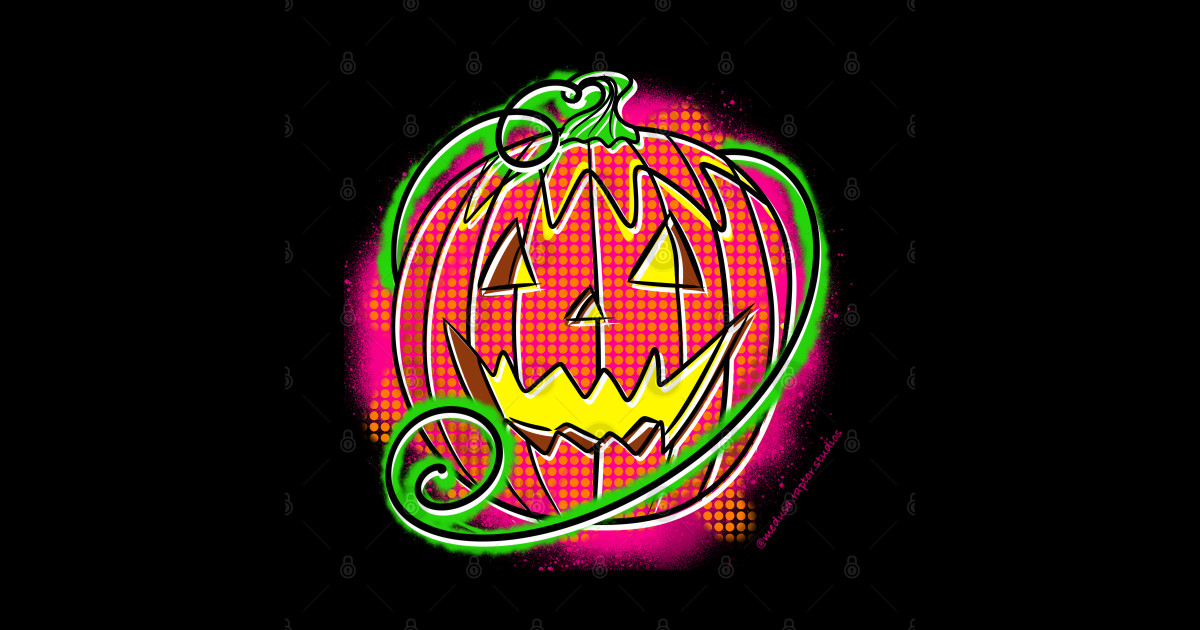 Neon pumpkin - Halloween - Sticker | TeePublic