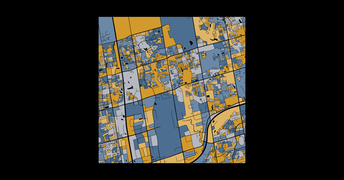 Vaughan Map Pattern in Blue & Gold - Vaughan Map - Posters and Art ...