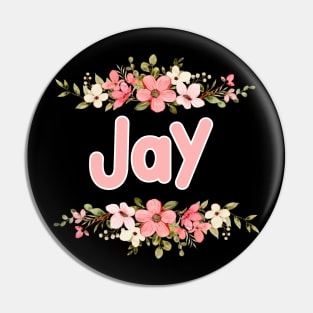 Flower Border Jay Name Label Pins and Buttons for Sale | TeePublic