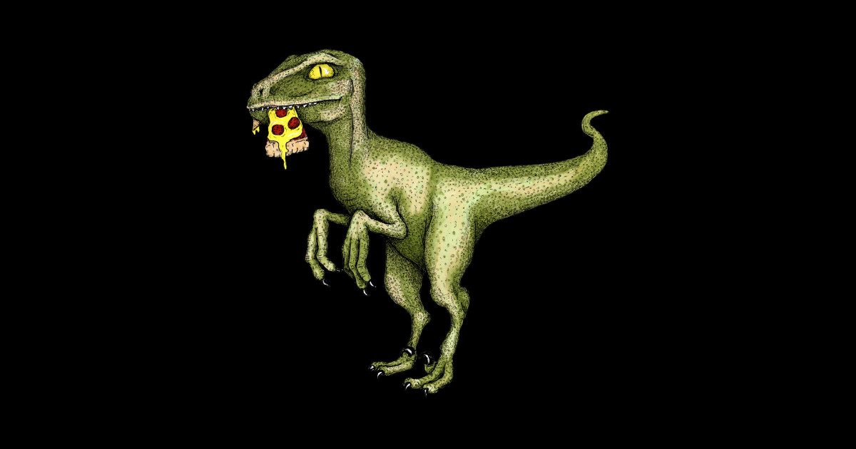 Raptor eating Pizza - Dinosaur - Sticker | TeePublic