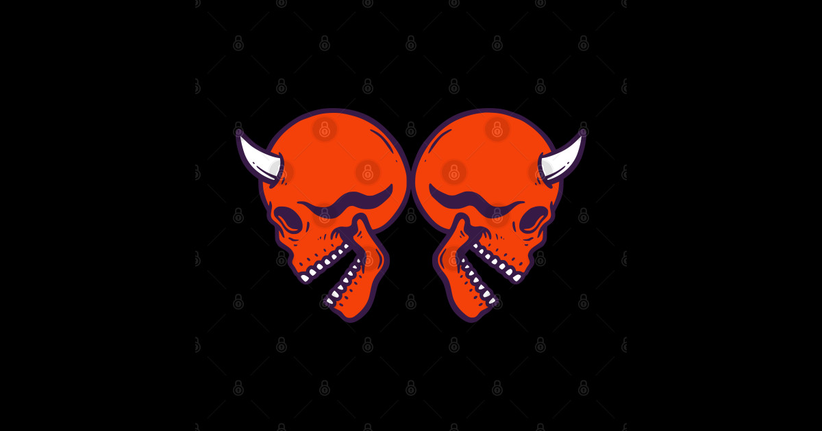 Angry Devil Skull - Devil Skull - Sticker | TeePublic