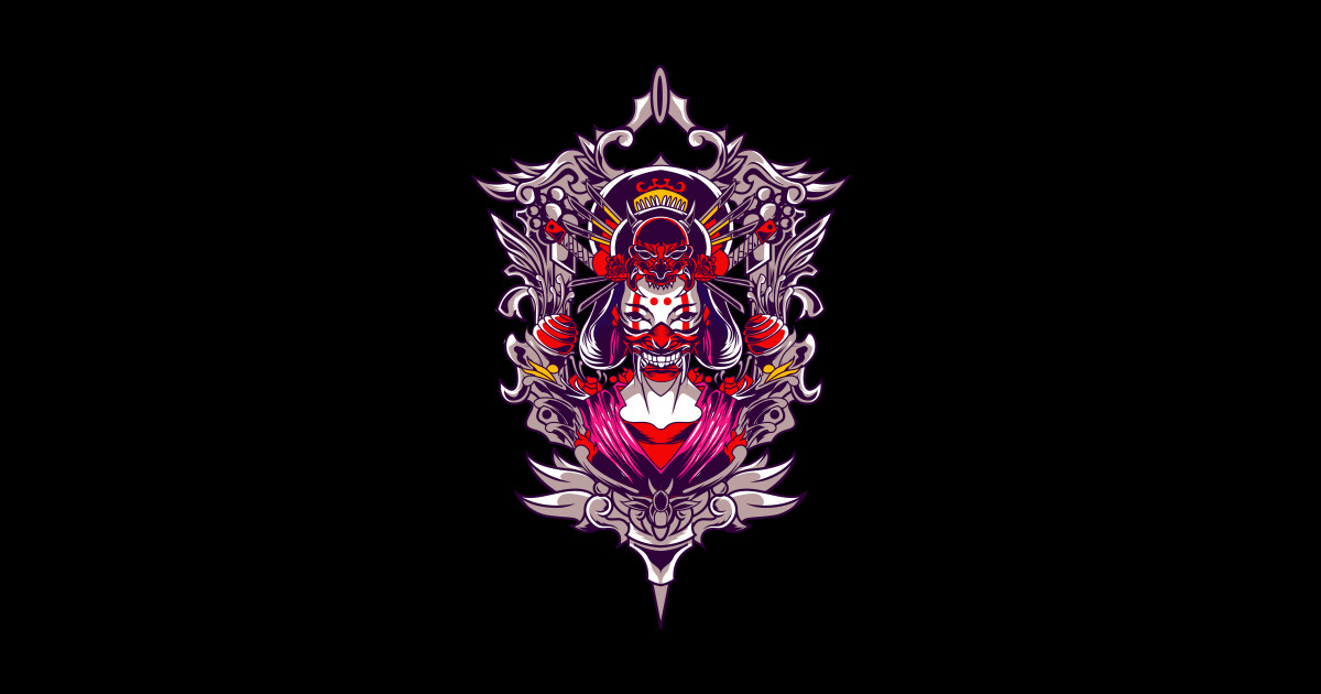 Geisha with a mask - Geisha - Sticker | TeePublic
