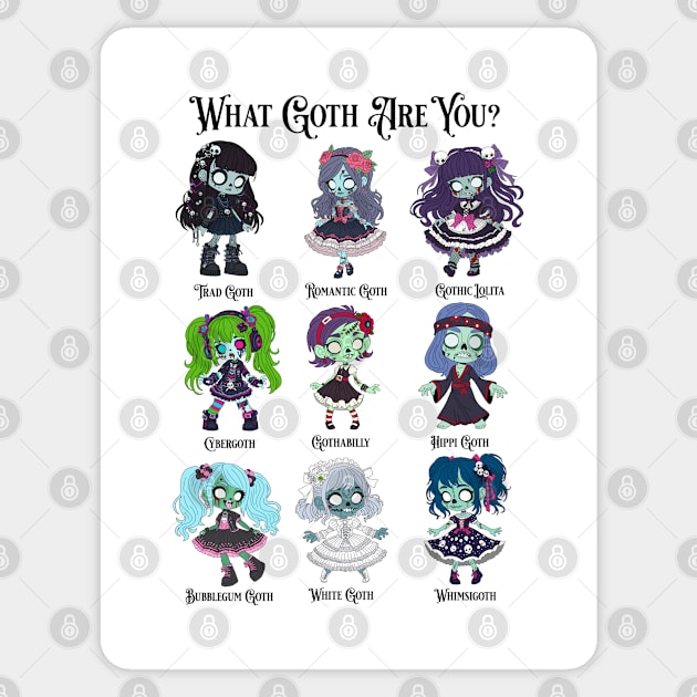 Zombie Goth Types - Zombies - Sticker | TeePublic