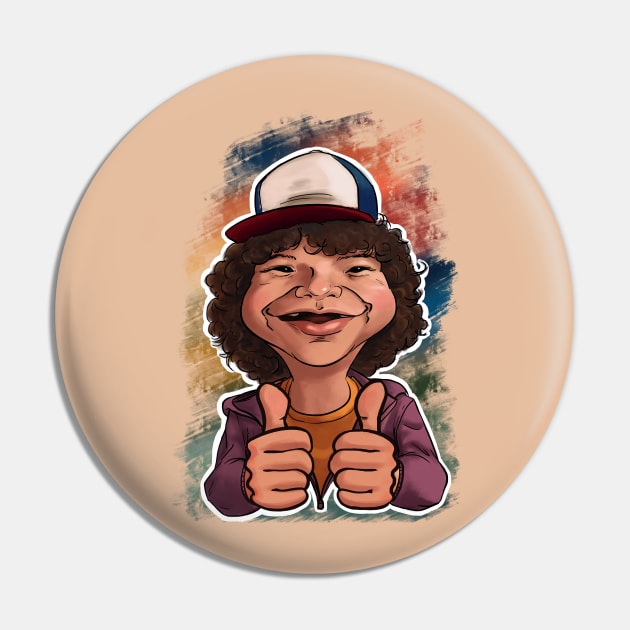 Dustin thumbs up caricature - Dustin - Pin | TeePublic