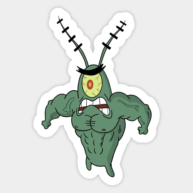 Buff Plankton - Spongebob - Sticker | TeePublic
