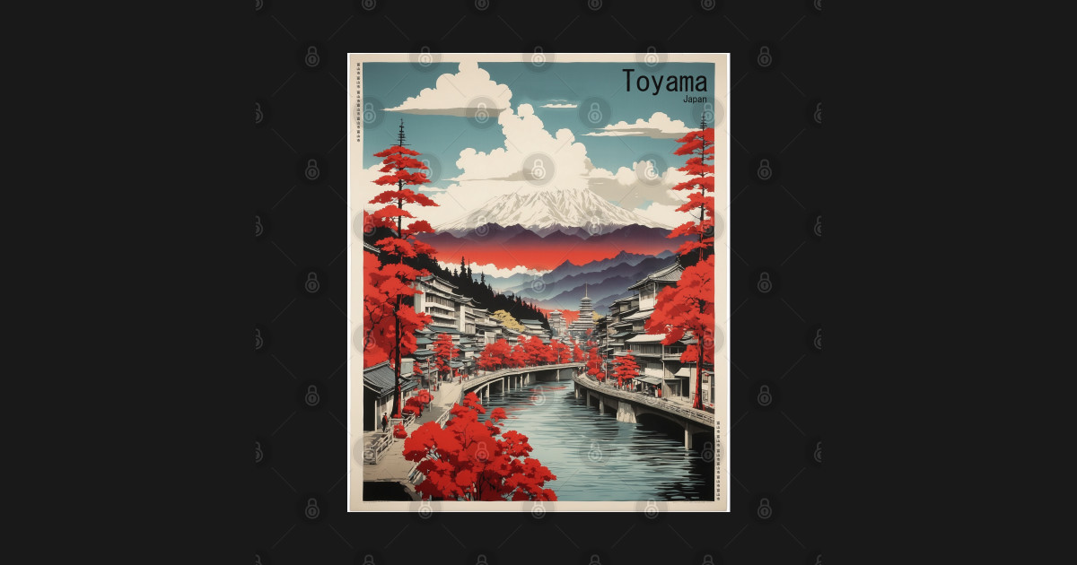 Toyama Japan Travel Vintage Tourism Poster - Japan Tourism - T-Shirt | TeePublic