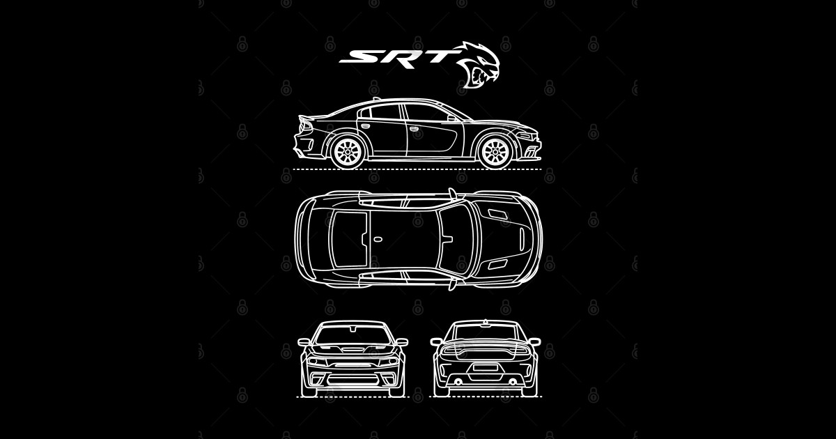 Charger SRT Hellcat Blueprint - Srt Hellcat - Sticker | TeePublic