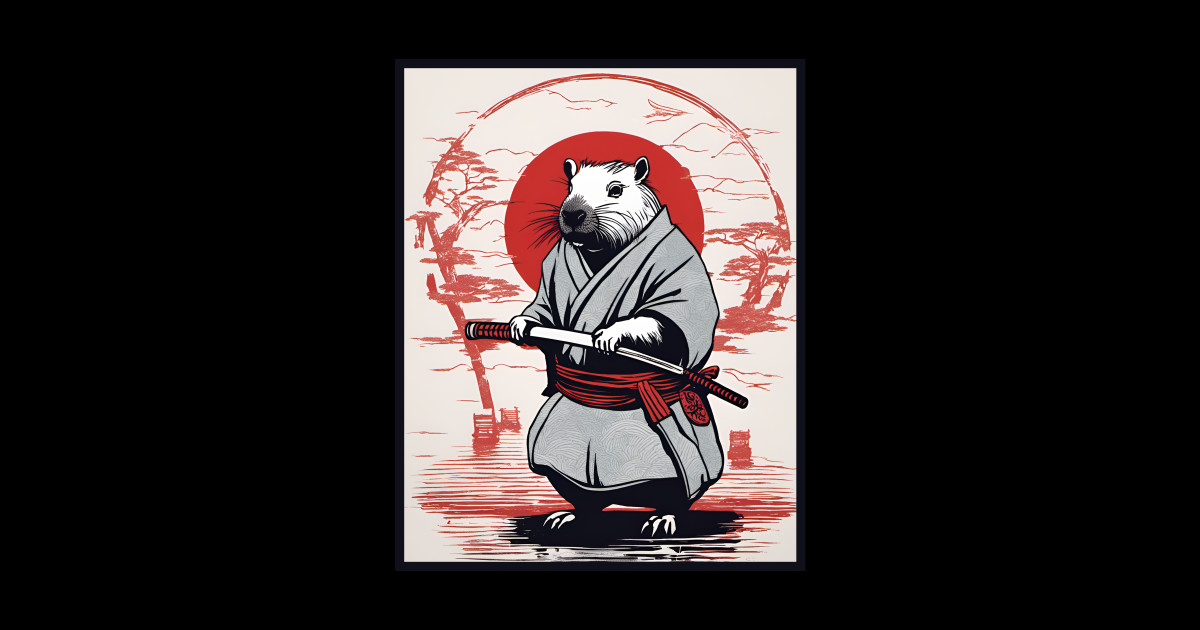 Samurai Capybara - Capybara - Sticker | TeePublic