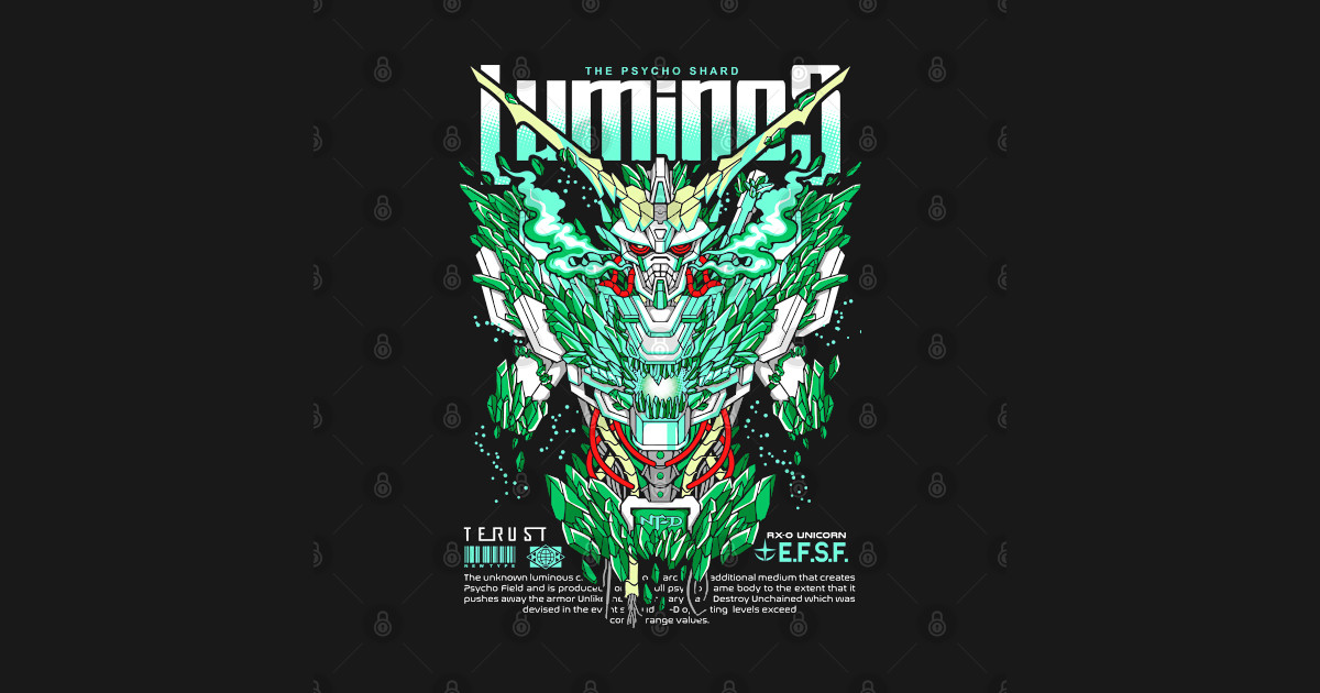 Unicorn gundam Luminos Crystal Body - Gundam - T-Shirt | TeePublic