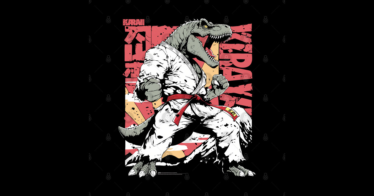 t rex karate - Dinosaur - Sticker | TeePublic