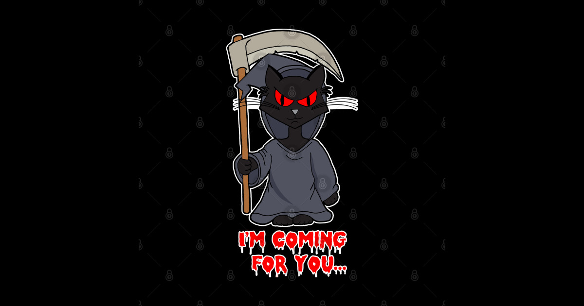 Grim Reaper Halloween Cat - Grim Reaper - Sticker | TeePublic