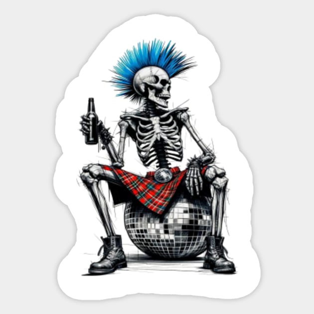 Punk Rock Skeleton - Punk Rock - Sticker | TeePublic