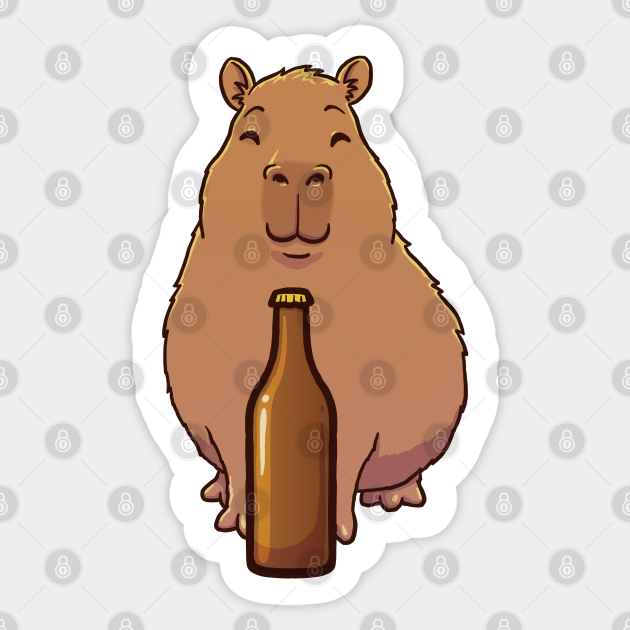 Capybara Beer Bottle - Capybara Art - Sticker | TeePublic