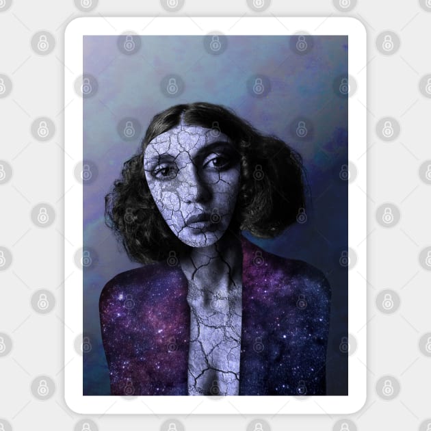 Broken Portrait Surreal Digital Collage - Woman - Sticker | TeePublic