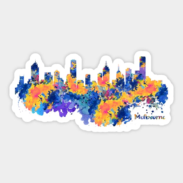 Melbourne Skyline Splash - Melbourne - Sticker | TeePublic